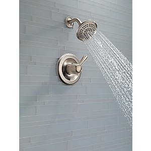 Delta Faucet Lahara 14 Series Single-Function Shower Faucet Set, 5-Spray Shower Head, Shower Handle, Brushed Nickel Shower Faucet, Delta Shower Trim Kit, Stainless T14238-SS (Valve Not Included)