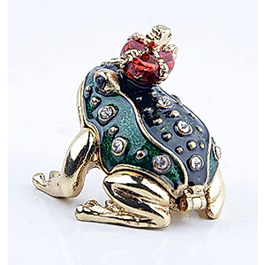 SEVENBEES Small Frog Prince Trinket Boxes Hinged Frog Figurine Jewelry Boxes Gift for Girls Women