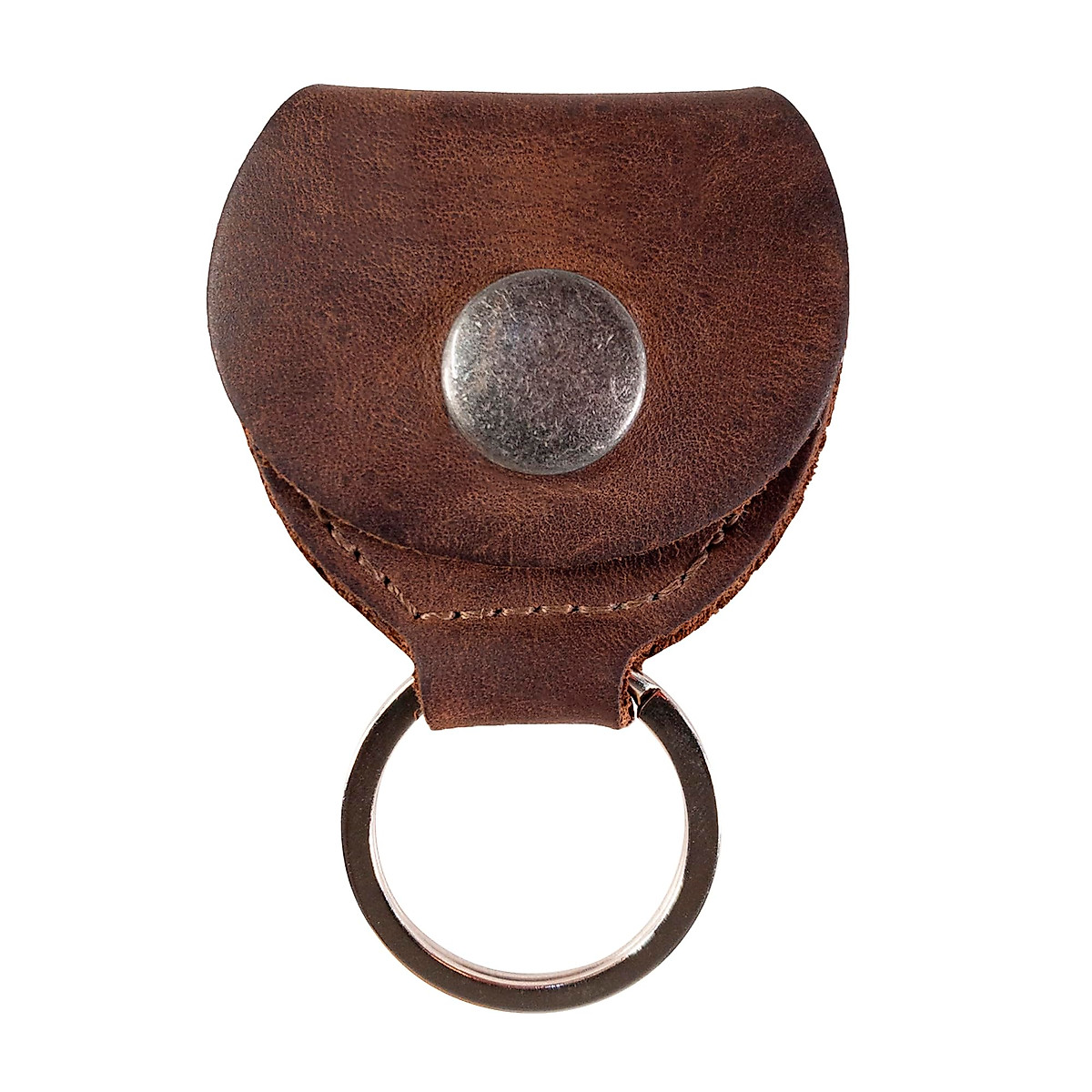 Hide & Drink, Guitar Pick Holder with Ring, Key Organizer, Keychain for Guitar Players, Full Grain Leather, Handmade, Bourbon Brown
