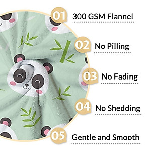 Panda Blanket Gifts - 40x50 Inches Cute Throw Blanket for Kids, Girls & Boys - Green Soft Fuzzy Blankets for Couch, Sofa & Bed