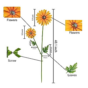 haitiangarden Sunflower Wind Spinner, Metal Yard Art Windmill with 2 Spinning Flowers, Decorative Sunflower Garden Stake for Lawn Patio Pathway