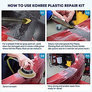Kohree Plastic Repair Welding Kit, with 40 Plastic Rods, 3 Sponge, 2 Welder Tips, 2 Mesh, 1 Metal Stand,1 Metal Brush, 80W Iron, 110V, Plastic Welder Kit for DIY, Car Bumper, Dashboard, Kayak, Canoe
