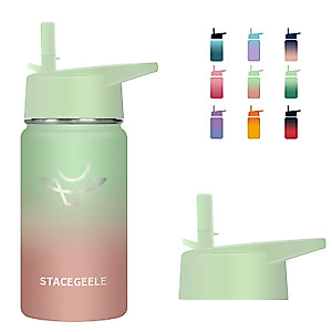 STACEGEELE Insulated Vacuum Water Bottle with Spout Lid & Screw on Top | Stainless Steel Flask For Kids Leak Proof Lightweight Eco Friendly 18oz / 24oz / 32 oz / 40oz (Mint Julep, 12OZ)