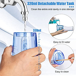 Cordless Water flosser for Teeth Cleaning,Grinest 7 Levels Powerful Battery Water Teeth Cleaner Pick Care Portable Rechargeable Dental Oral Irrigator IPX7 Waterproof for Home Travel