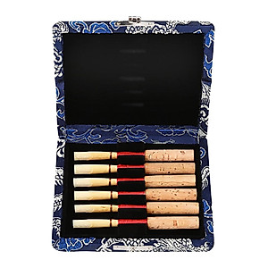 Oboe Reed Case,Oboe Reed Oboe Reeds Protect Against Moisture Wooden + Silk Cloth Cover Reed Case Holder Storage Box for 6pcs Oboe Reeds Maple Wooden (Blue) Oboe Reed Case Blue Box Kit Reeds Moistu