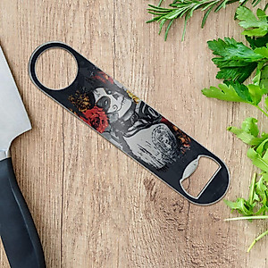 Dia de los Muertos Day of the Dead Woman Tattoo Stainless Steel Vinyl Covered Flat Bartender Speed Bar Bottle Opener