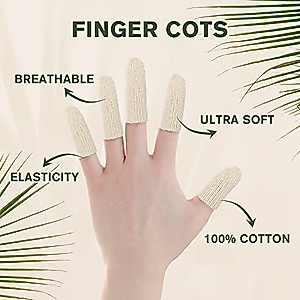 Evridwear 20PCS Premium Cotton Comfort Cushion Finger Toe Thumb Cot Sleeves Protect Fingertips Hand Eczema Skin Cracking Calluses Wicks Moisture Jewelry Clean Smudges (Short Length)