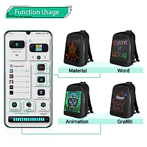 Crelander Laptop Backpack, Waterproof Backpack Smart LED Dynamic Backpack Luggage Bag Cycling Travel Daypack WIFI Bluetooth Connection Rucksack Personalized Gifts for Men Women (Black)