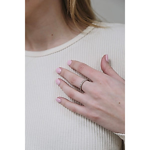 Devin Rose Cubic Zirconia Eternity Wedding Band for Women Rhodium Plated Brass Stackable Ring Size 6