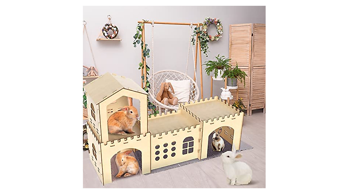Woiworco Extra Large Rabbit Castle Hideout for Pets