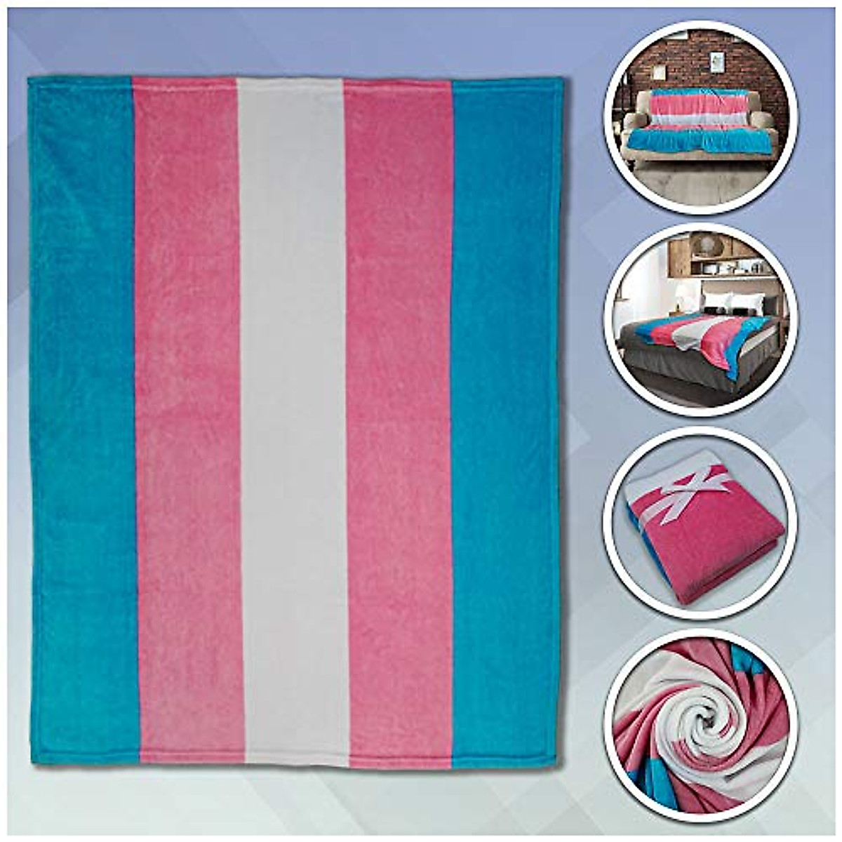 Transgender Pride Super Plush Blanket - 50x60 Soft Throw Blanket - Perfect for Cuddle Season!