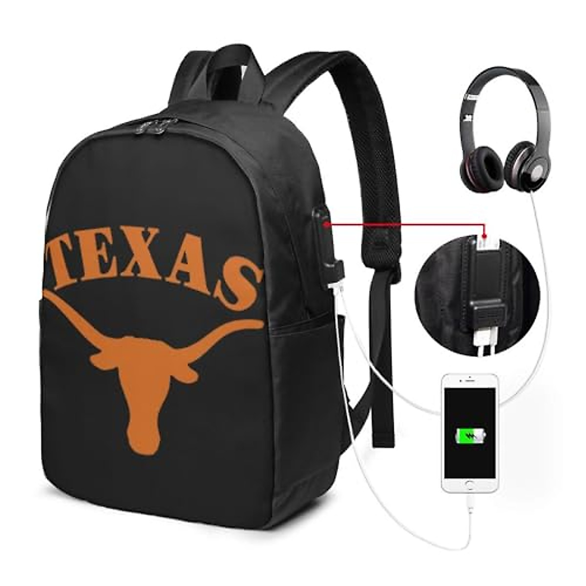 VNCXCNCN I Love TEXAS Laptop Backpack Classic Backpack Band Elements Travel Backpack Sports Backpack With USB port