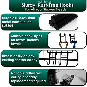 Jovware Shower Caddy Hook Helmet Fence Hooks Hook Caddy Hooks for Hanging Wires Hooks for Wire Shelves Heavy Duty Rustproof Hook Utility Hooks 4 Pack Black