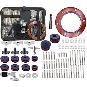 Jiayouy Drum Set Parts Hardware Pack 64pcs Tension Rods(15mm-90mm) Bass Drum Porthole Protector Cymbal Felts Hi-Hat Clutch Washer Sleeves and Base Wing Nuts Cymbal Replacement Accessories