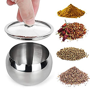 hanmir Stainless Steel Sugar Bowl with Clear Lid and Sugar Spoon 8.1 Ounces(240 Milliliter) Sugar Container for Home and Kitchen