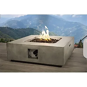 Living Source International Propane/Natural Gas Fire Pit Table - Concrete Gray