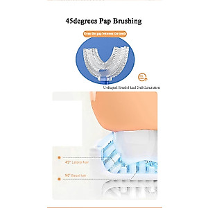 2Pcs Kids U- Shaped Toothbrush Food Grade Soft Silicone Brush Head Manual U-Type Toothbrush 360° Teeth Cleaning Brush Oral Training Toothbrush for Kids Ages 2-6 (Blue, Penguin)