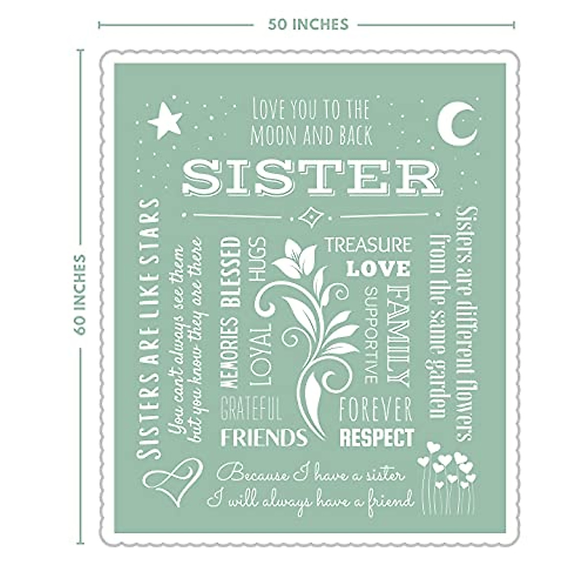 FILO ESTILO Sister Blankets from Sister Birthday Gifts from Sister, from Big, Little, Twin or Older Sister, Love You Sister Sentimental Gift for Sister from Sister 60x50 Inches (Sage Green, Sherpa)