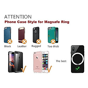 WYNK Magnetic Wireless Charger Universal Metal Rings 6 PCS Compatible for Apple Magsafe Charger, Compatible with iPhone 14/13/12 Series(Mini/Plus/Pro/Pro Max) and Samsung Galaxy(Black+White+Sliver)