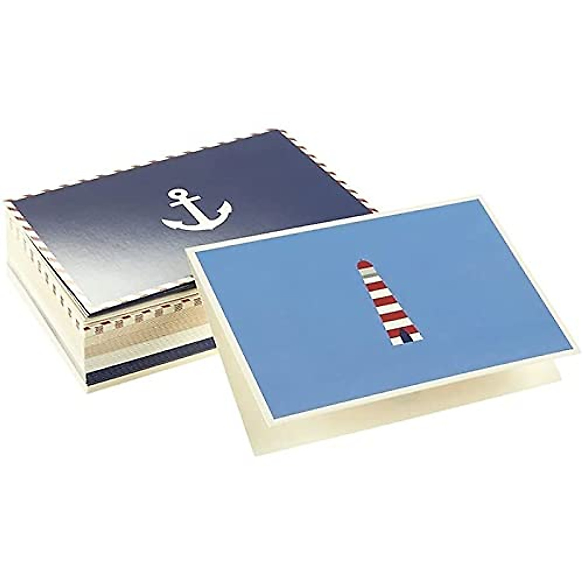 48 Pack All Occasion Assorted Blank Note Cards Greeting Card Bulk Box Set - Nautical Sea with Envelopes Included 4 X 6 Inches