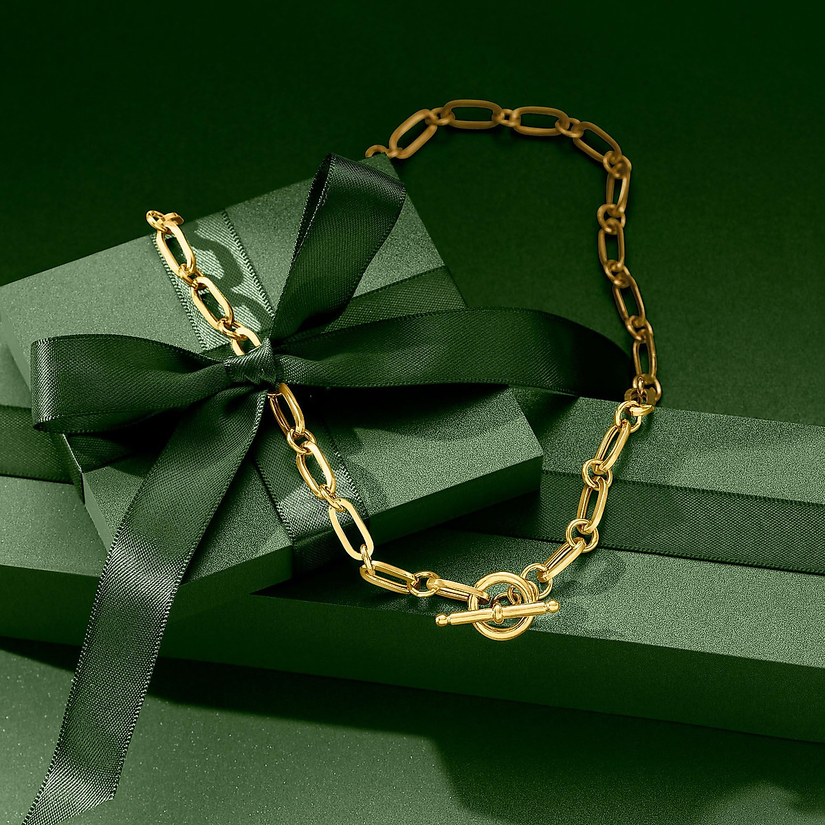 Ross-Simons Italian 18kt Gold Over Sterling Paper Clip Link Necklace. 16 inches