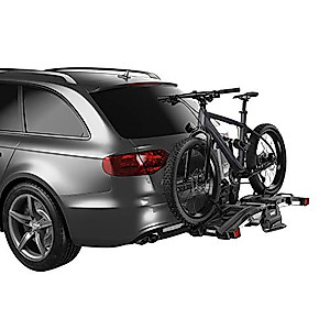 Thule EasyFold XT 2 Hitch Bike Rack - E-Bike Compatible - Fits 2" and 1, 1/4" receivers - Tool-Free Installation - Fully Foldable - Easy Trunk Access - Fully Locking - 130lb Load Capacity