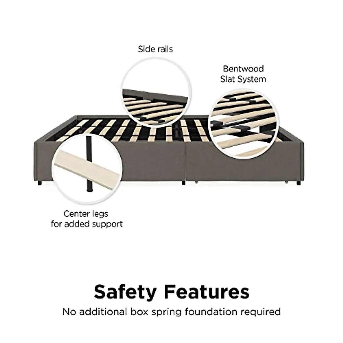 DHP Maven Upholstered Platform Bed for Raised Mattress-Support with Underbed Storage Drawers, No Box Spring Needed, King, Gray Linen