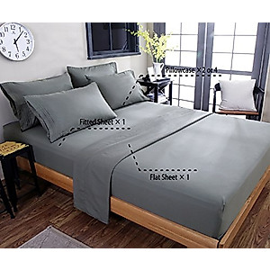 SONORO KATE Bed Sheets Set Sheets Microfiber Super Soft 1800 Thread Count Egyptian Sheets 16-Inch Deep Pocket Wrinkle - 6 Piece (King, Dark Grey)