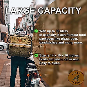Thermal Insulated Reusable Food Delivery Backpack With Cup Holder and Receipt Pockets, Padded Handles, Ideal for UberEats, Doordash, Postmates, Outdoor use, Groceries(14 x 10 x 16 in - Green Camo)