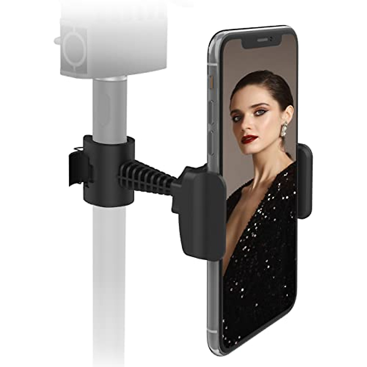 ELEQOTE Cell Phone Holder for Microphone Stand 360° Swivel Adjustable Smartphone Clamp Mount Compatible with iPhone, Galaxy, Sony, LG, Google, Pixel, Oneplus, Huawei and Other Phones