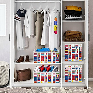 Miscellaneous Set Of Country Flags Storage Basket Storage Bin Rectangular Collapsible Nursery Hamper Cute Bin Organizer for Makeup Closet Bathroom Bedroom