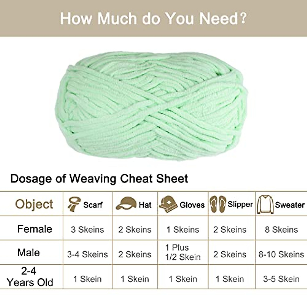 HARFINGTON Chenille Yarn Velvet Blanket Yarn 100g/3.5oz #6 Super Bulky Polyester Soft Knitting for Crochet Weaving Bag Scarf Hat, Light Green