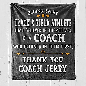 Personalized Track and Field Coach Gifts for Men Or Women, Sports Coach Appreciation Gifts Blanket, Custom Track and Field Blanket for Coach, Thank You Coach End of Season Gifts from Team