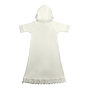 Victorian Organics Baby Gown Organic Cotton and Lace Infant Button Hoodie Bunting (NB 0-3 months, Antique White)