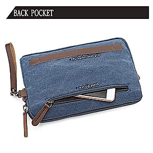 Canvas Smartphone Wristlets Bag Clutch Bag Wallet Purse Zipper Pouch Handbag Coffee
