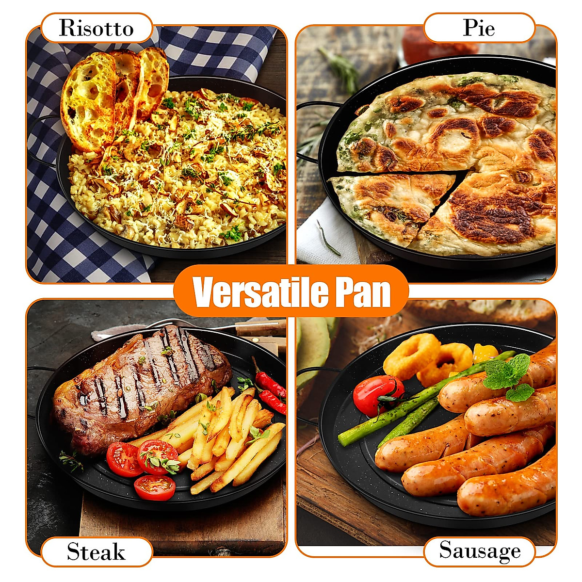 GRILL FORCE Paella Pan Set,Paella Burner and Stand Set,Paella Pan and Burner Set,Paellera,20Inch Enameled Steel Paella Pan Paella Kit with Carry Bag,Built-In Ignitor Regulator Hose,14 Servings