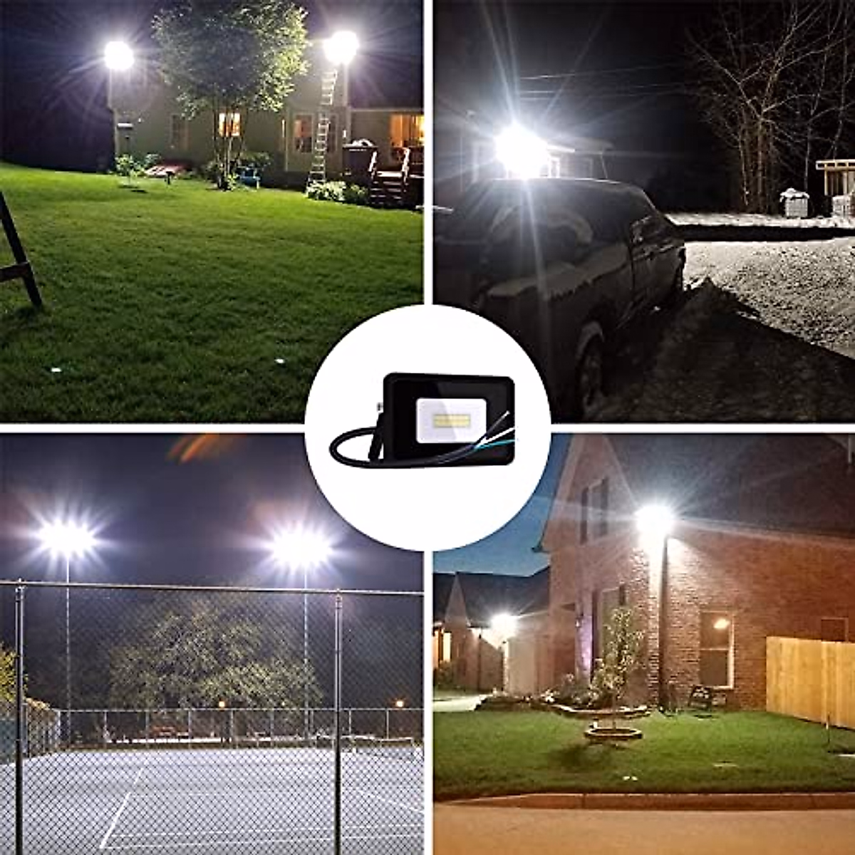 MIHEAL 110V 2Pack 10W LED Flood Light,Cool White, IP68 Waterproof Super Bright Security Lights, Outdoor Floodlight for Yard, Garden, Playground, Basketball Court [Energy Class A++]