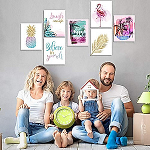 Outus Set of 9 Inspirational Prints Teen Girl Room Wall Art Flamingo Pineapple Leaf Motivational Phrases Posters Girls Bedroom Home Decorations Unframed