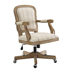 Linon Home Décor Harris Stripes Office Chair, White