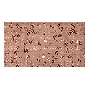 Bath Tub Shower Mat - Anti-Slip PVC Material 15.1x26.8 in, Gentle Cushioning Quick Drying Suction Cups Reliable Solution - Abstract Letter Pattern - Brown Non-Slip Floor Mat