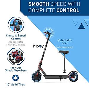 Hiboy S2 Pro Electric Scooter with Seat, 500W Motor, 10" Solid Tires, 25 Miles Long-Range & 19 Mph Folding Commuter Electric Scooter for Adults with Dual Rear Suspension