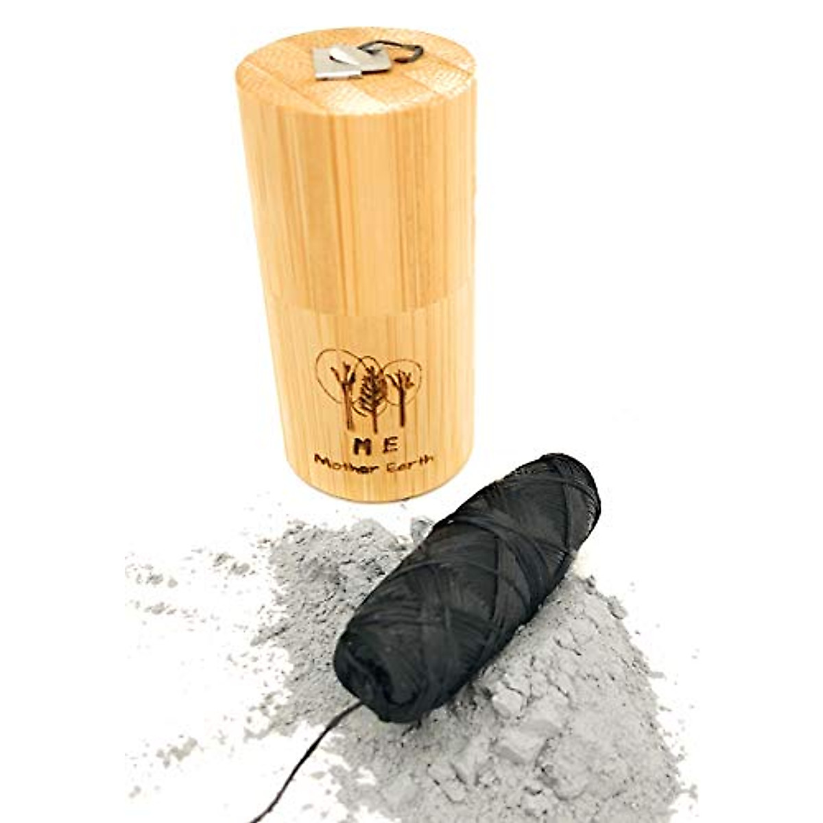 Vegan Biodegradable Bamboo Charcoal Dental Floss with Refillable Bamboo Container | Free Refill | Natural Candelilla Wax | 55yds x2 | Peppermint Essential Oil | Eco Friendly | Zero Waste Oral Care