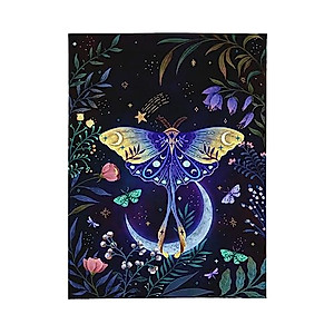 Moon-Moth Throw Blanket for Bed Soft Cozy Fluffy Couch Blankets Small Fleece Blanket Throw Gifts for Women Men Girls Boys 50"x40"