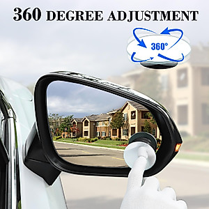 LivTee Blind Spot Car Mirror, 2" Round HD Glass Frameless Convex Side Mirror Blindspot, Reusable 360° Wide Angle Rear View Car Mirrors with Powerful Adjustable Suction Cup - Exterior Mirrors