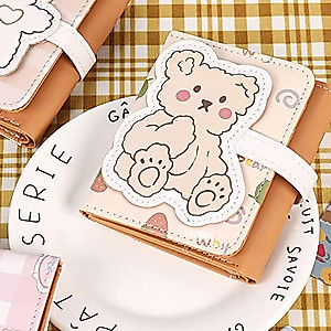 JELLYEA Kawaii Bear Wallet Cute Cartoon Card Holder Girls Coin Purse Anime Key Bag Card Case Front Pocket Wallet (Beige-1)