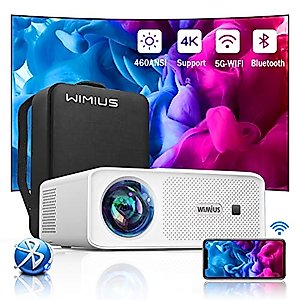 5G WiFi Bluetooth Projector, WiMiUS W7 Newest Native 1080P Projector 4K Supported,460 ANSI Lumens,Portable,4P/4D Keystone,Zoom,300"Display,Outdoor Movie Projector Compatible with TV Stick/Phone/Laptop