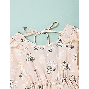 Hipea Toddler Girl Dress Long Sleeve Floral Dress Up Casual Round Neck Back Tie Ruffles Little Girls Fall Dresses 3-4T