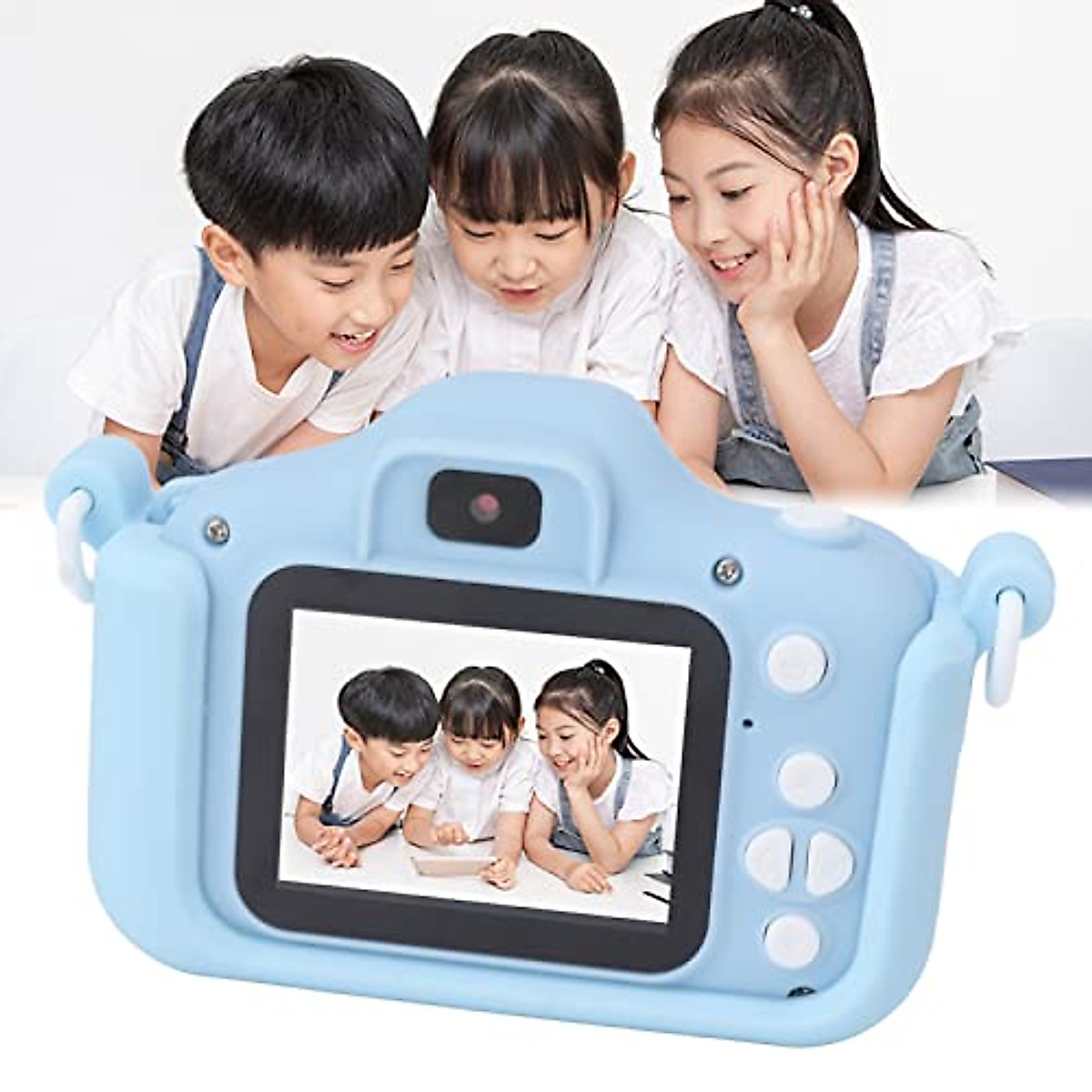 Jopwkuin Kids Camera, HD Digital Camera Timing Video Recording Multi Photo Frame AI Face Recognition 20MP for Boys and Girls Gift (Blue)