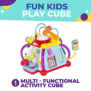 Wolvolk Educational Baby Activity Cube - A Journey of Discovery and Fun with The Activity Cube for Toddlers 1-3, Learning New Skills with Lights and Sounds