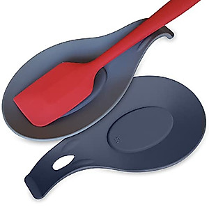 Silicone Spoon Rest for Stove Top – Set of 2 | HEAT RESISTANT | EASY – CLEAN Silicone Spoon Holder for Stove Top | Nonstick Sturdy Silicon Spoon Rest for Kitchen Counter | HOLDS 2 LARGE UTENSILS